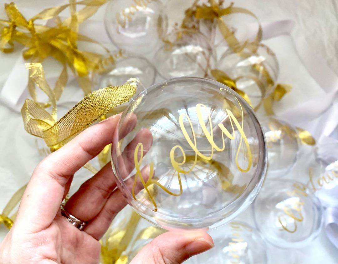 Customizable calligraphy Christmas ornament balls, Hobbies & Toys ...