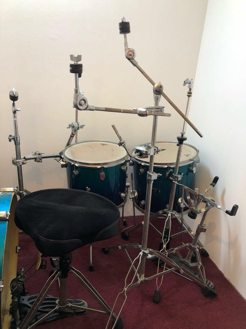 PDP Blue Sparkle Fade 7 piece drumset / drum kit, Hobbies & Toys, Music ...