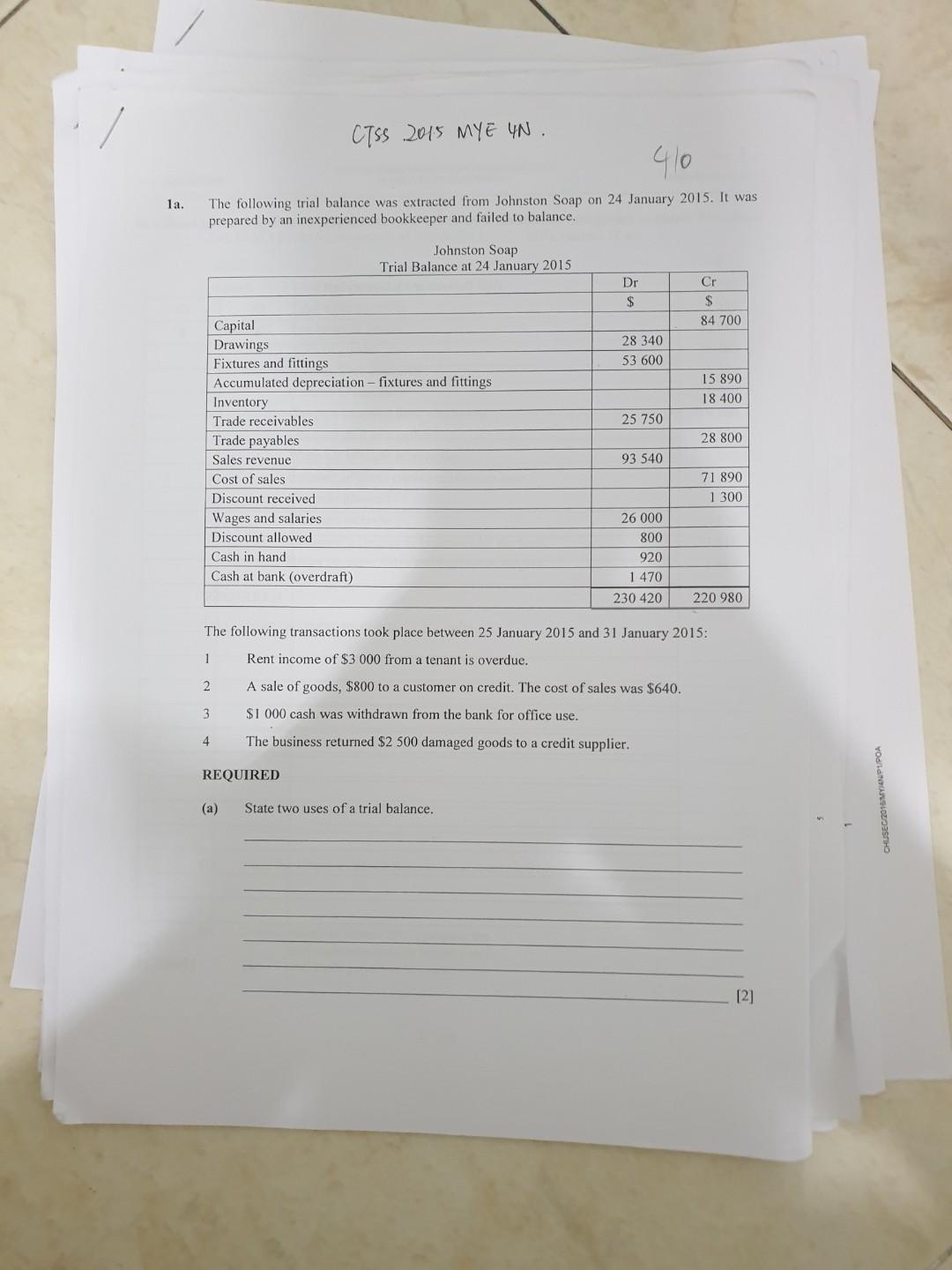 POA Secondary 3NA and 4NA exam paper, Hobbies & Toys, Books & Magazines ...