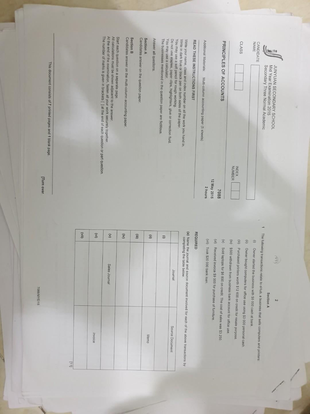 POA Secondary 3NA and 4NA exam paper, Hobbies & Toys, Books & Magazines ...