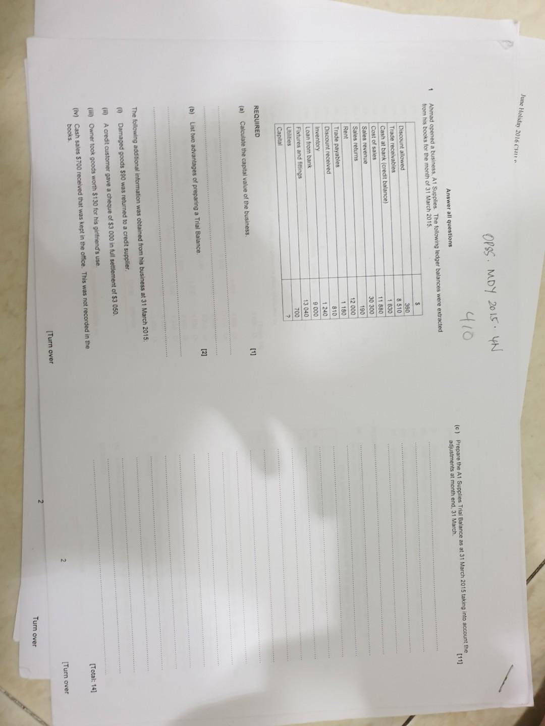 POA Secondary 3NA and 4NA exam paper, Hobbies & Toys, Books & Magazines ...