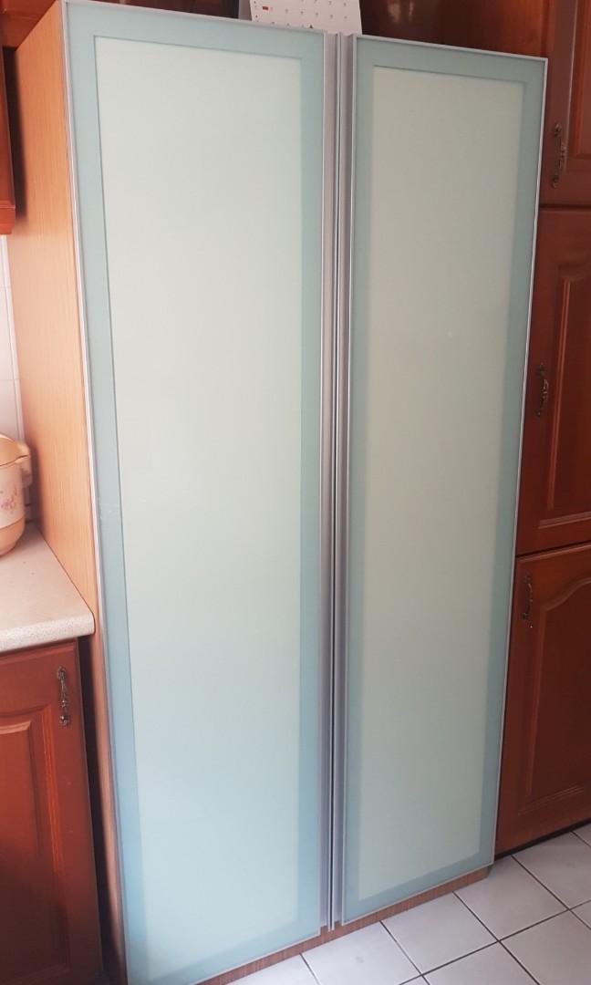 Kitchen tall unit adjustable shelf & frosted glass door, Furniture ...