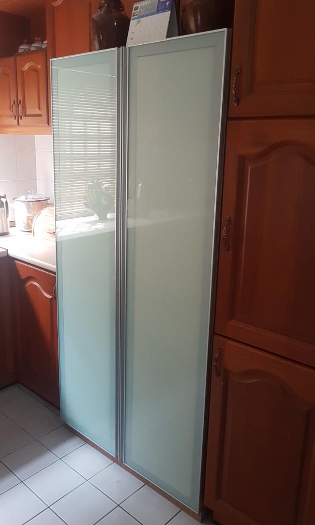 Kitchen tall unit adjustable shelf & frosted glass door, Furniture ...