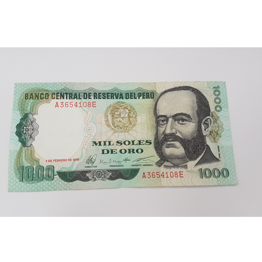 PERU 1000 Soles Old Banknote Currency, Hobbies & Toys, Collectibles ...