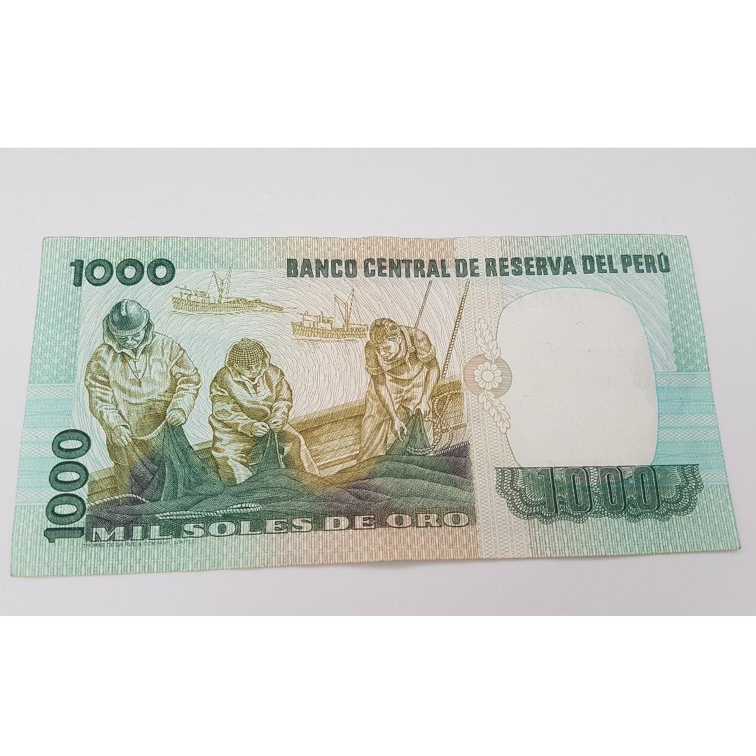 PERU 1000 Soles Old Banknote Currency, Hobbies & Toys, Collectibles ...