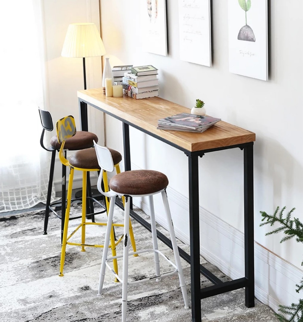 Rustic Raw Wood High Writing Desk / Bar Table, Furniture & Home Living ...