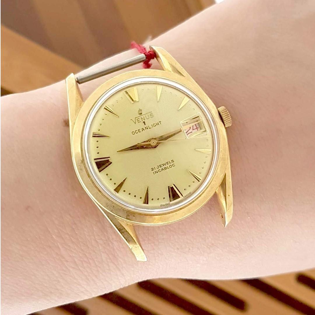 Venus Oceanlight 18K Yellow gold watch 21 Jewels INCABLOC, antimagnetic ...