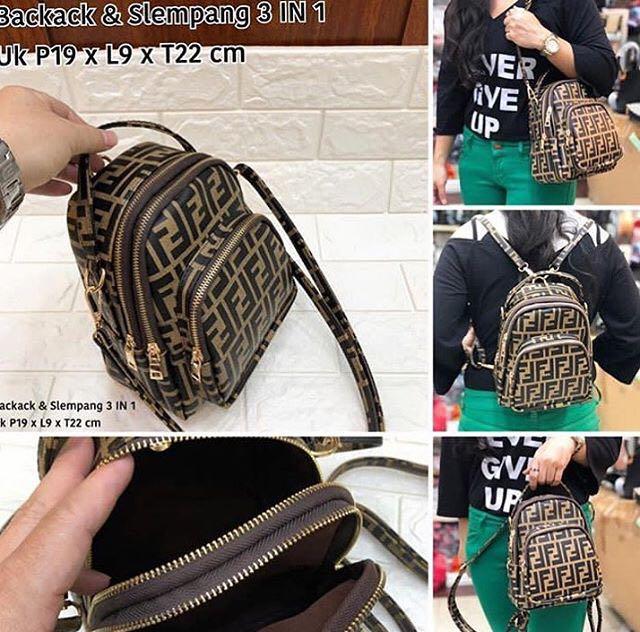 Fendi Backpack 3 in 1, Fesyen Wanita, Tas & Dompet di Carousell