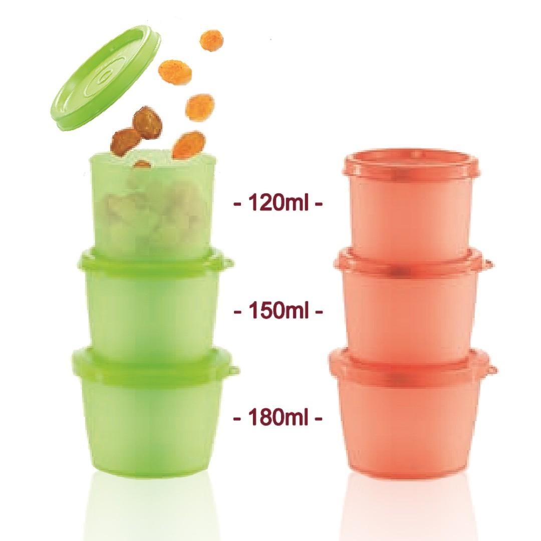 Tupperware Kit Cup Set (3 Pcs) 120ml / 150ml / 180ml (Green / Orange ...