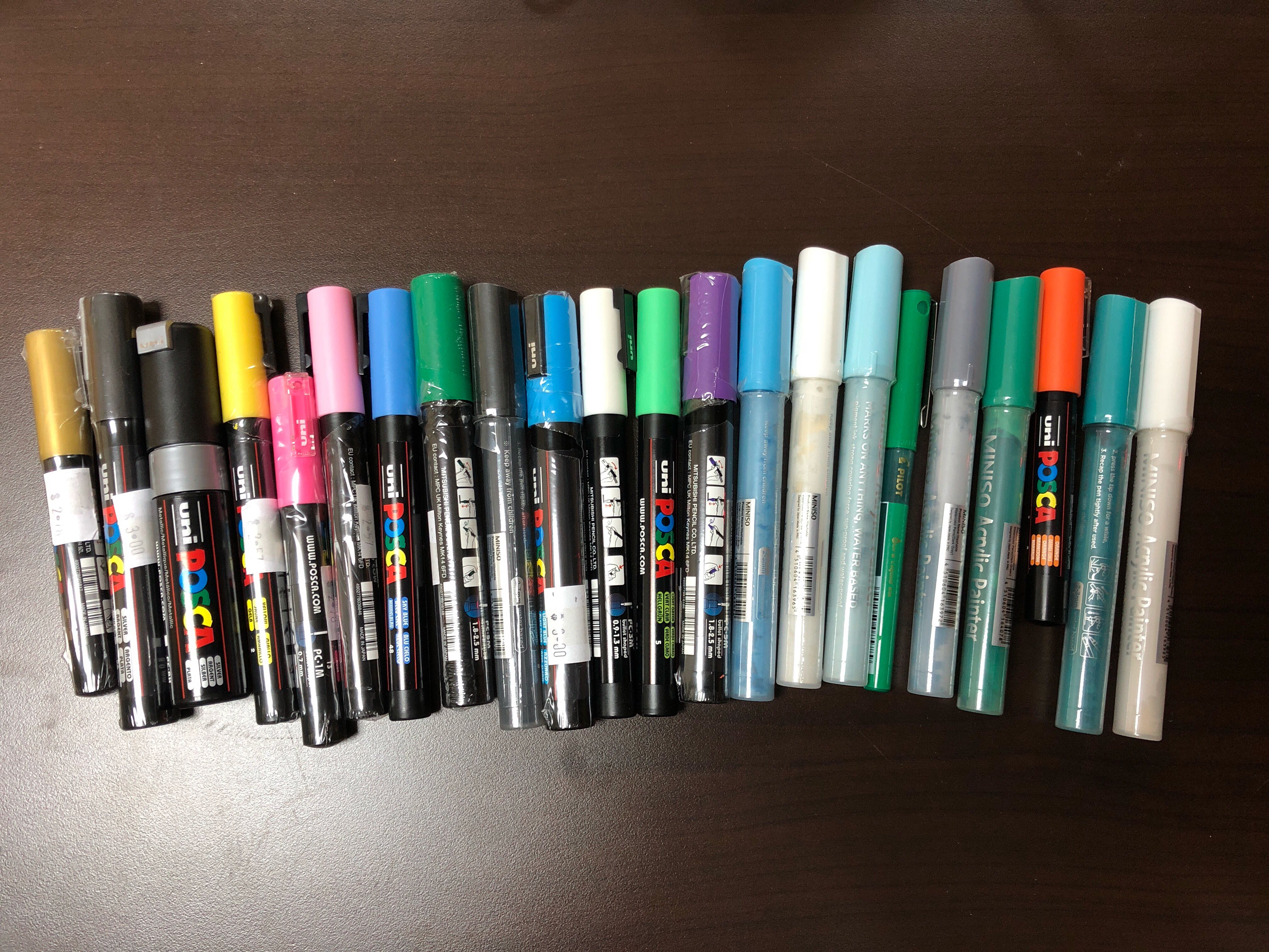 Uni Posca and Miniso Acrylic Painter markers, Hobbies & Toys ...