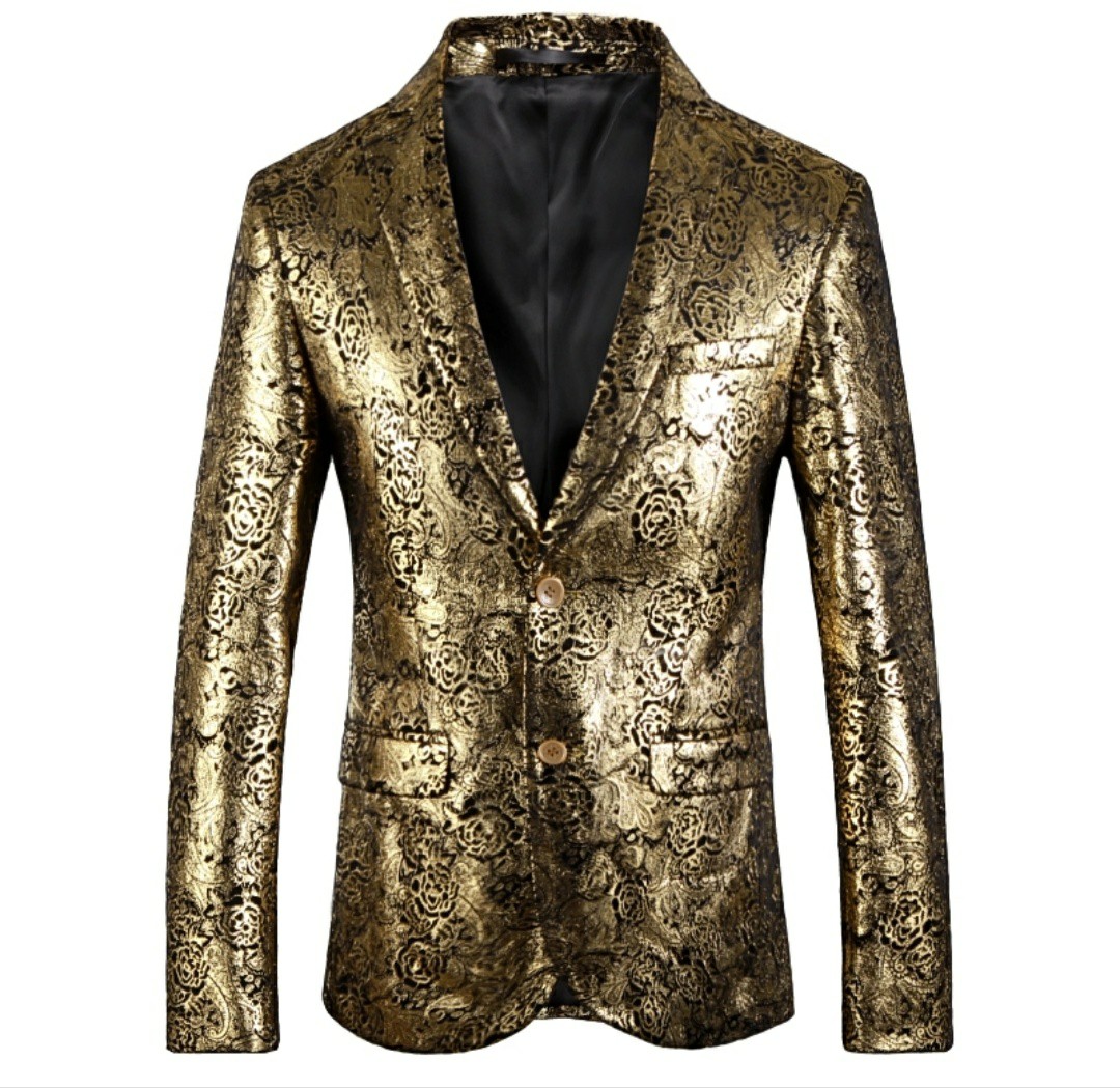 Men gold jacket blazer plus size available, Men's Fashion, Coats ...