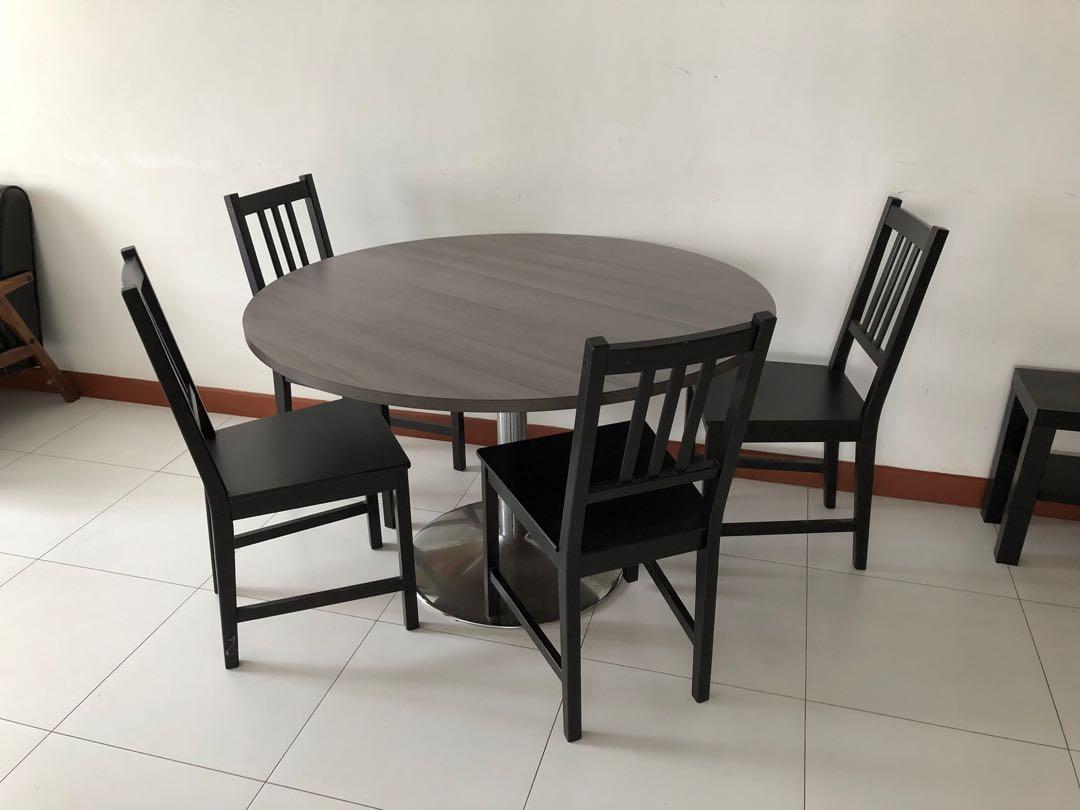 Round table + 4 chairs Dining Set, Furniture & Home Living, Furniture ...