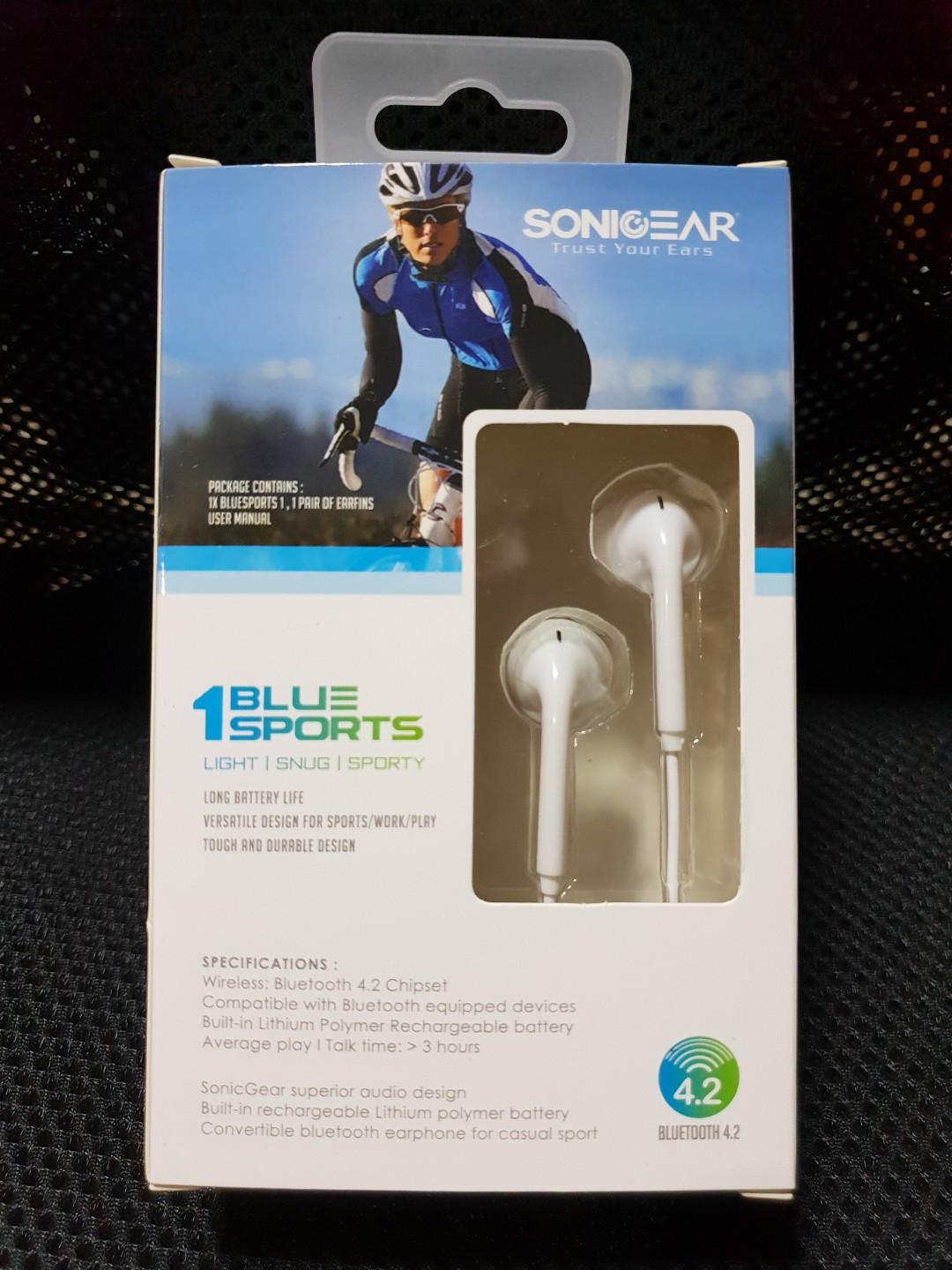 Sonic Gear Blue Sports 1 - Bluetooth Earphones (WHITE), Audio ...