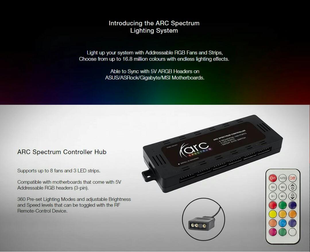Tecware Arc F3 Starter Quad Pack Addressable 120mm RGB Fan 12cm Cooling ...