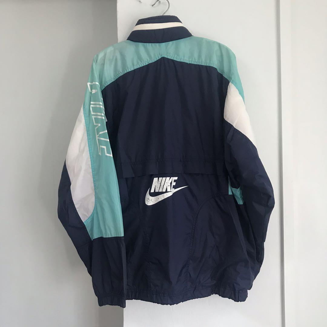 VINTAGE NIKE NAVY & TURQUOISE WINDBREAKER JACKET, Men's Fashion, Coats ...