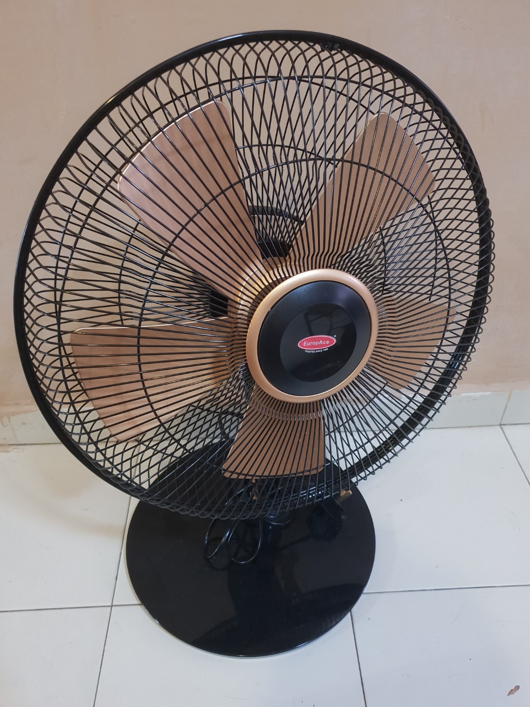 Brand new 16 inch black and gold table fan, Furniture & Home Living ...