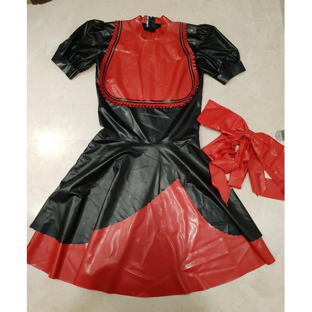 Latex Lolita Dress with Bow Catsuit Chlorinated Rubber Suit Fetish ...