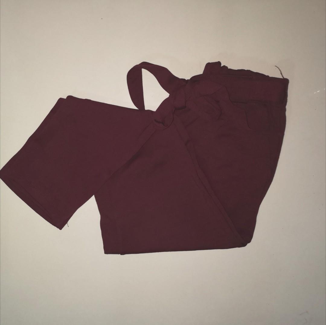 Maroon comfy pants with ribbon, Women's Fashion, Bottoms, Other Bottoms ...