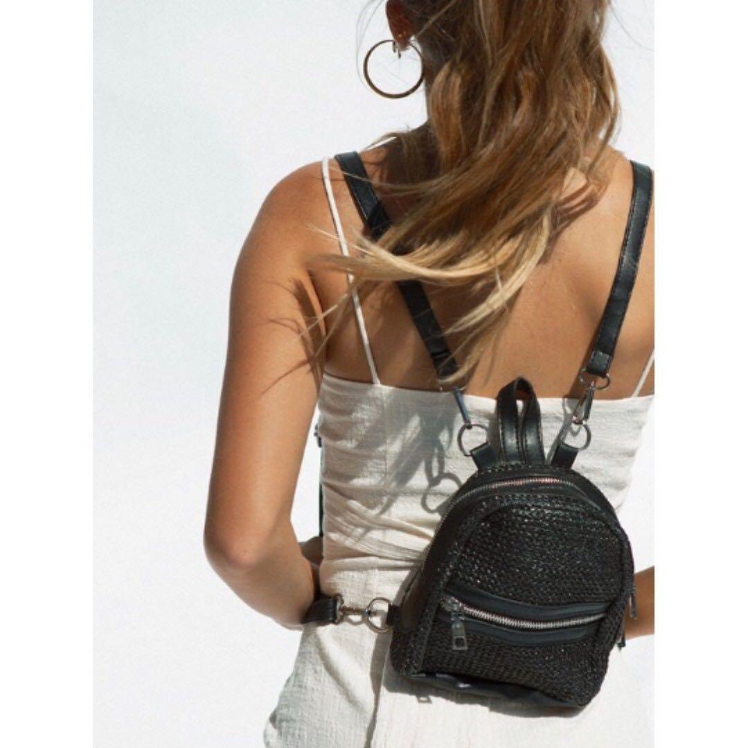 (PO) Sabo Skirt Micro Woven Backpack - Black, Women's Fashion, Bags ...
