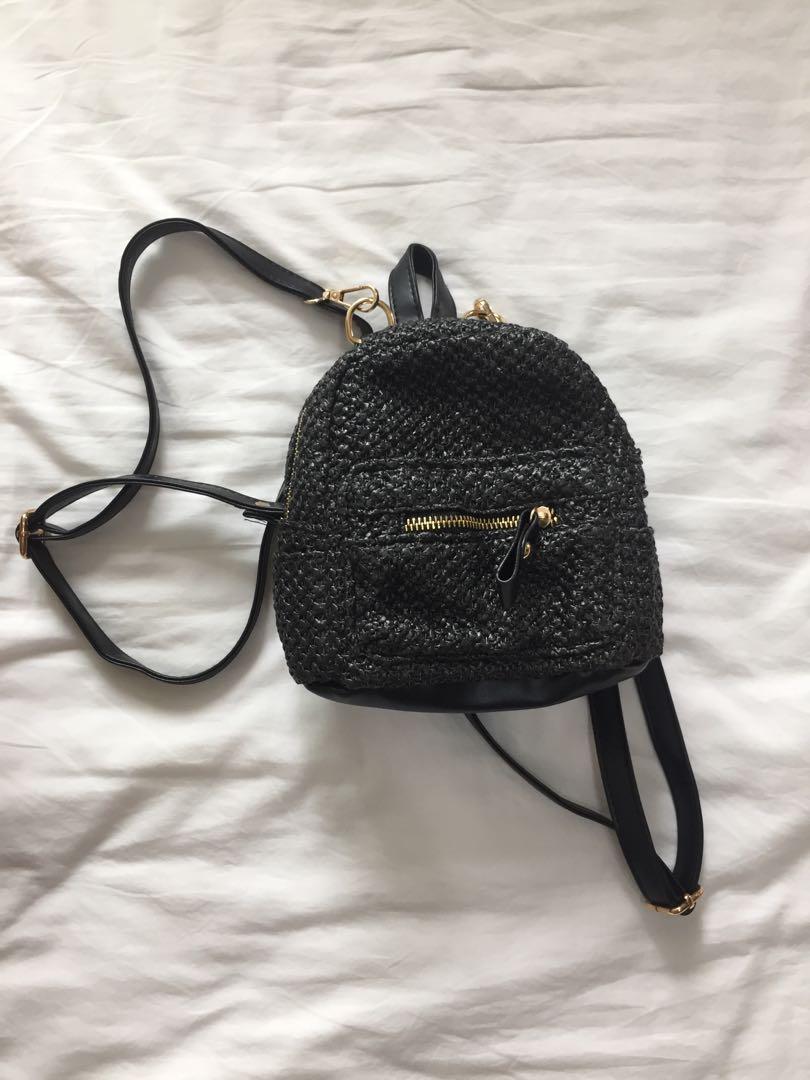 (PO) Sabo Skirt Micro Woven Backpack - Black, Women's Fashion, Bags ...
