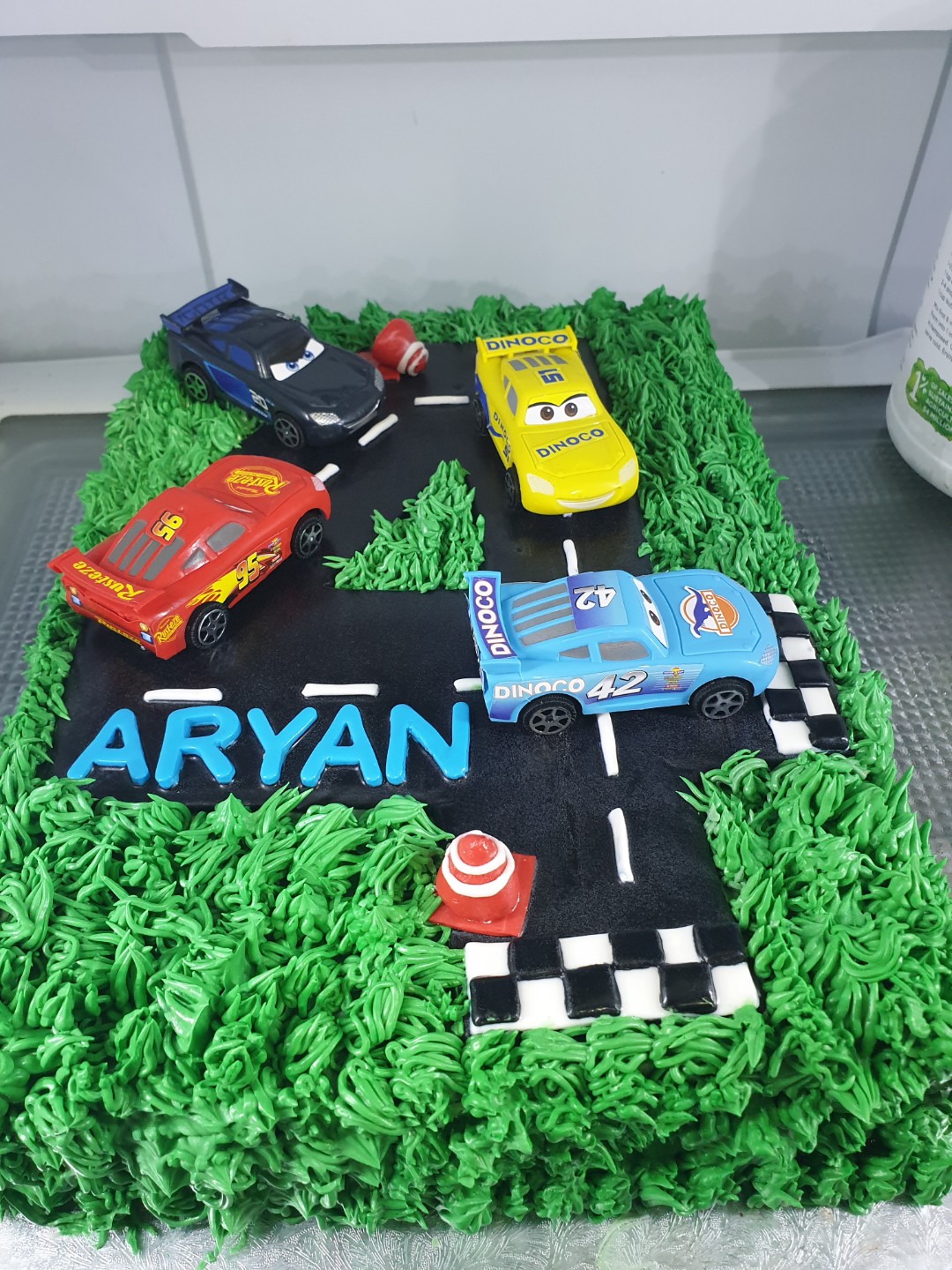 Race car track cars inspired number cake, Food & Drinks, Local Eats on ...