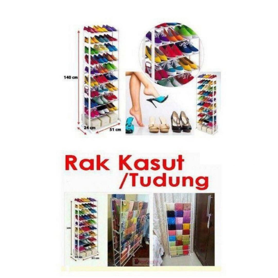 ASOTV 10 Tier Amazing Shoe Rack/Scarf/Tudung, Furniture & Home Living ...