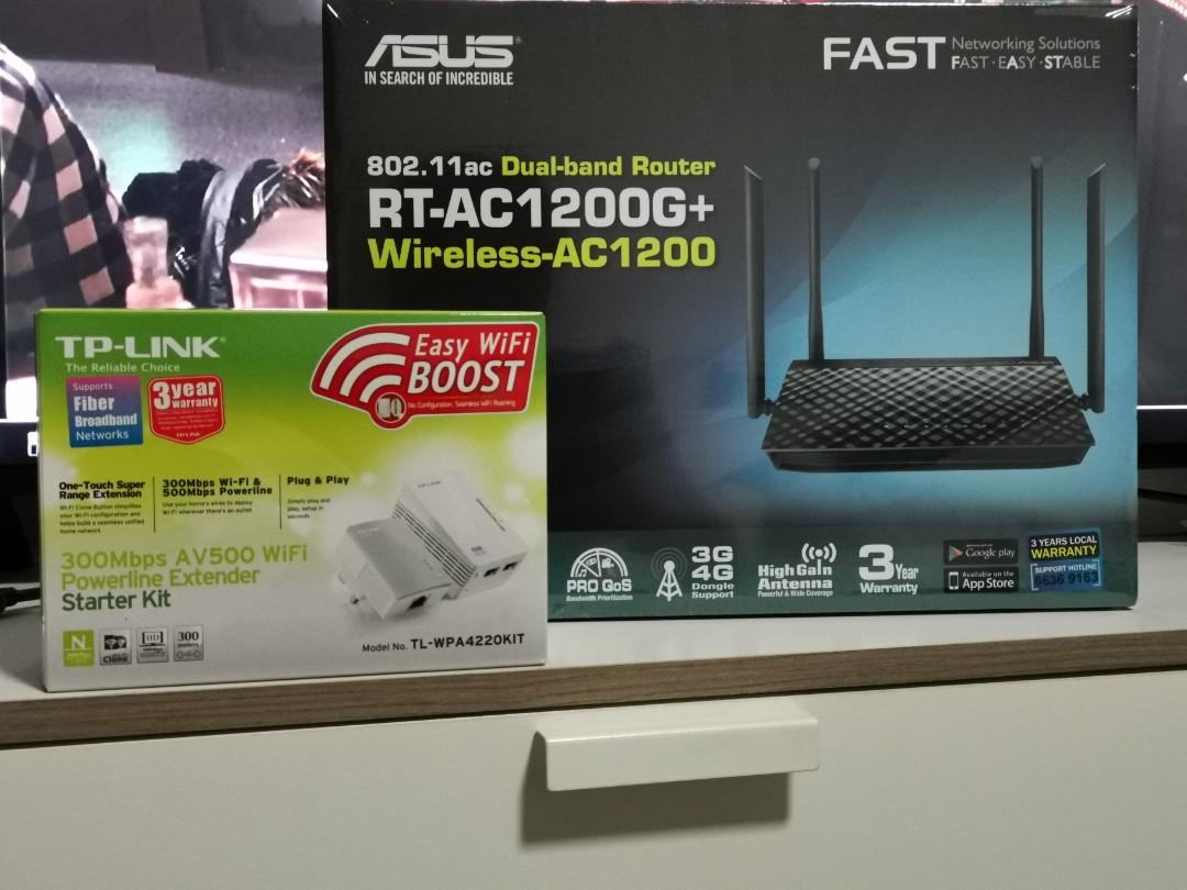 Asus RT-AC1200G+ WiFi Router (Free TP-Link AV500), Computers & Tech ...