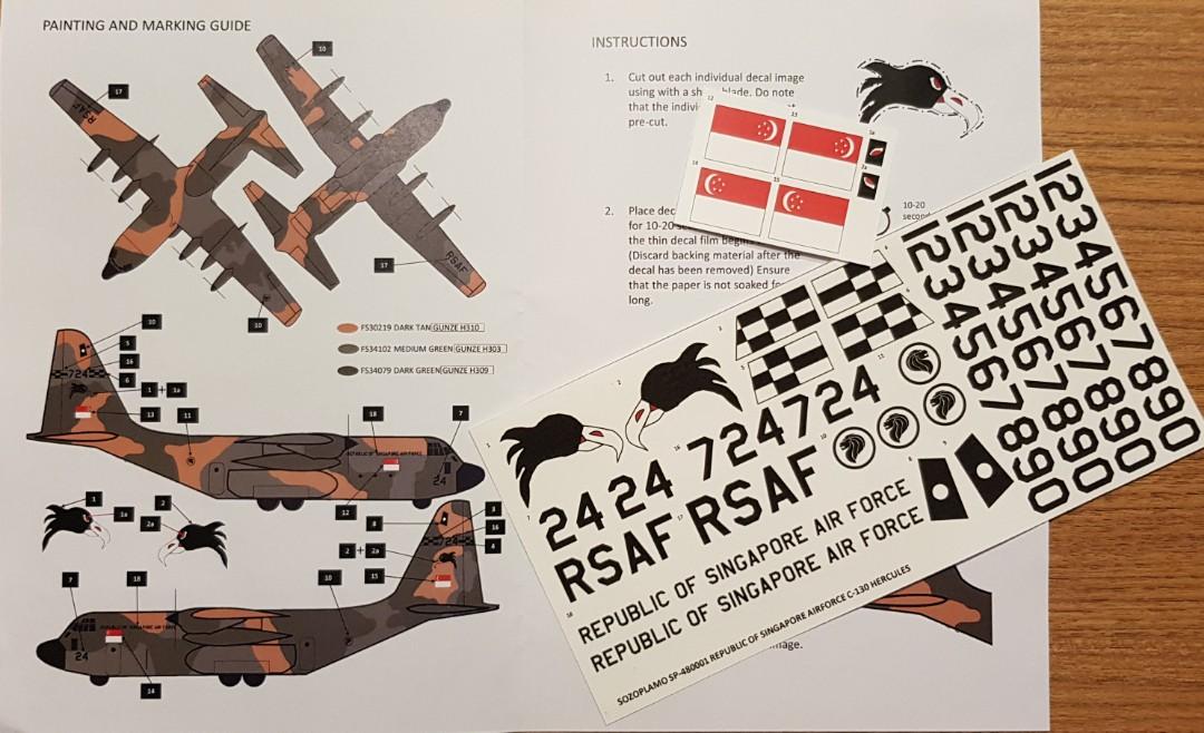 RSAF C-130 Decals, 1/48, 1/72 and 1/144 scale, Hobbies & Toys, Toys & Games on Carousell