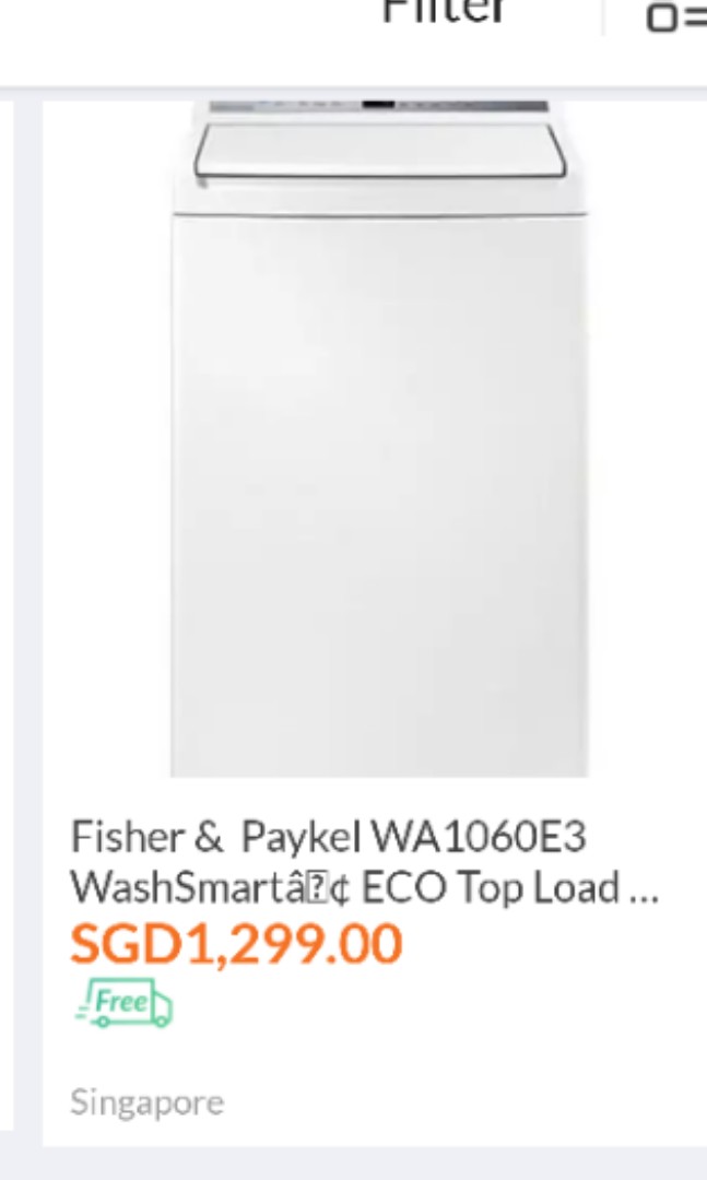Fisher & Paykel Top Load WA1060E3, TV & Home Appliances, Washing ...