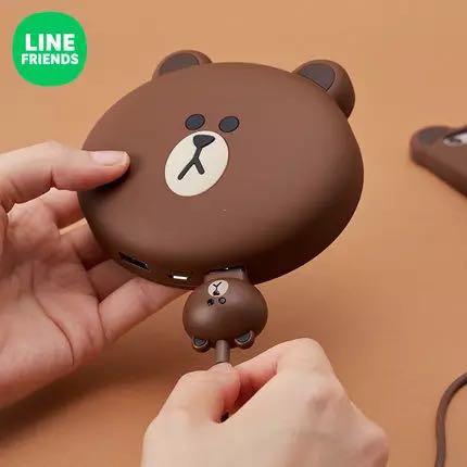 LINE FRIENDS Brown Portable Battery Charger 2 USB, Mobile Phones ...