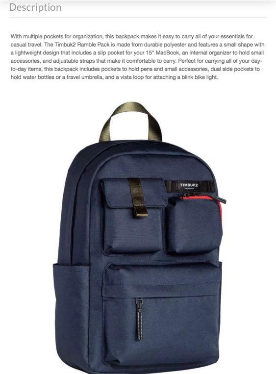 Timbuk2 ramble pack 27L multifunction backpack 15Inch, Men's Fashion ...