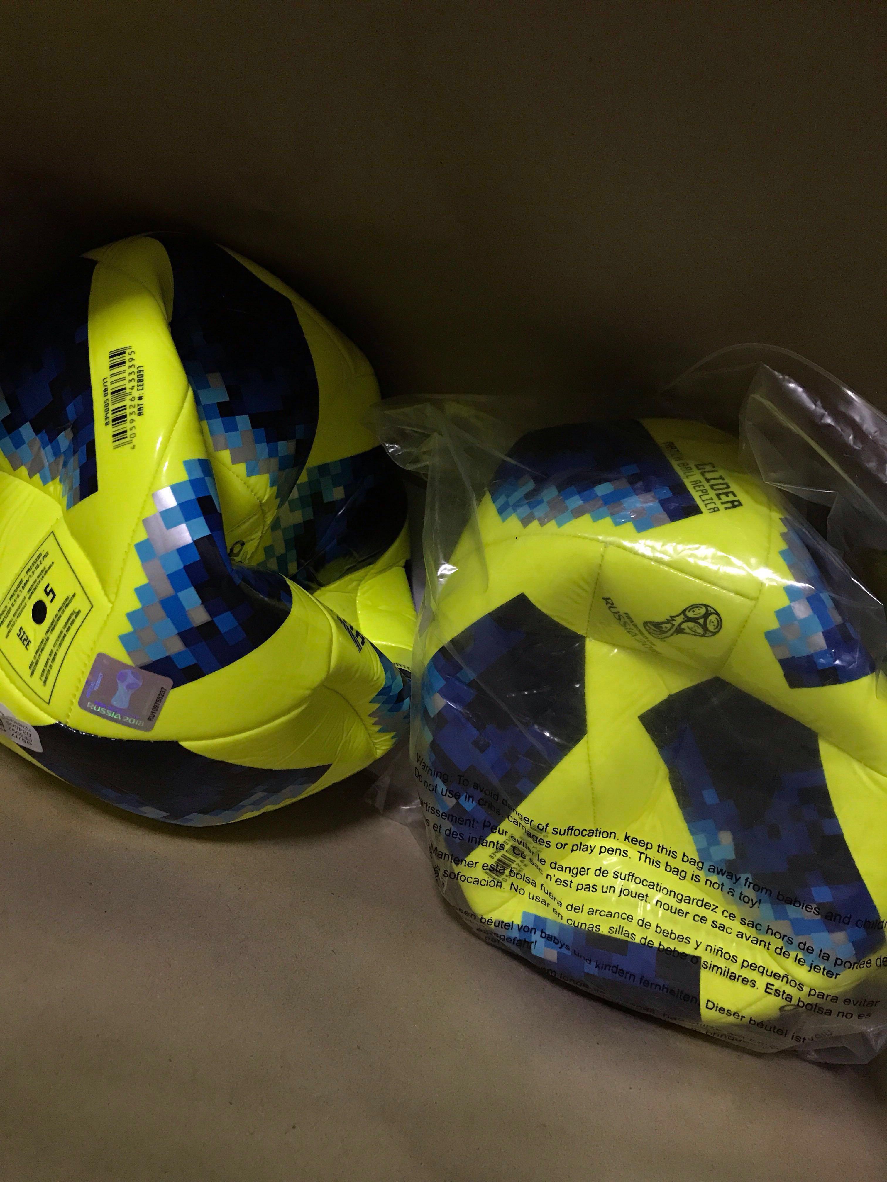 BN Adidas Telstar 18 Glider Match Ball Size 5 (Yellow & Blue), Sports ...