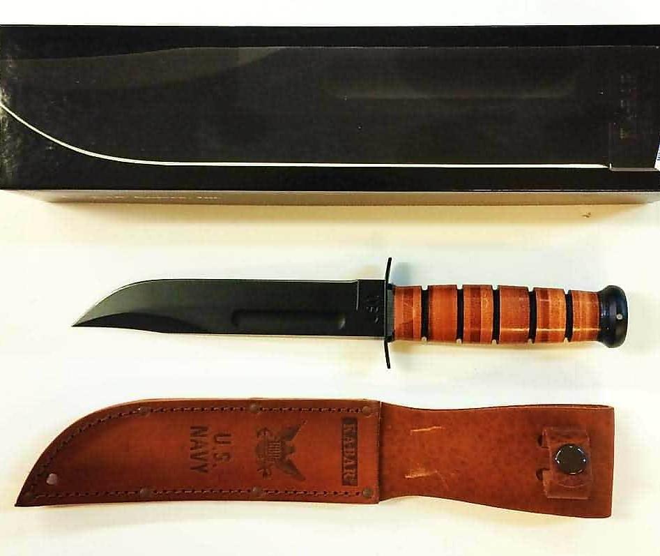 KABAR Knife, US Navy with Leather Sheath, KA-1225, Hobbies & Toys ...