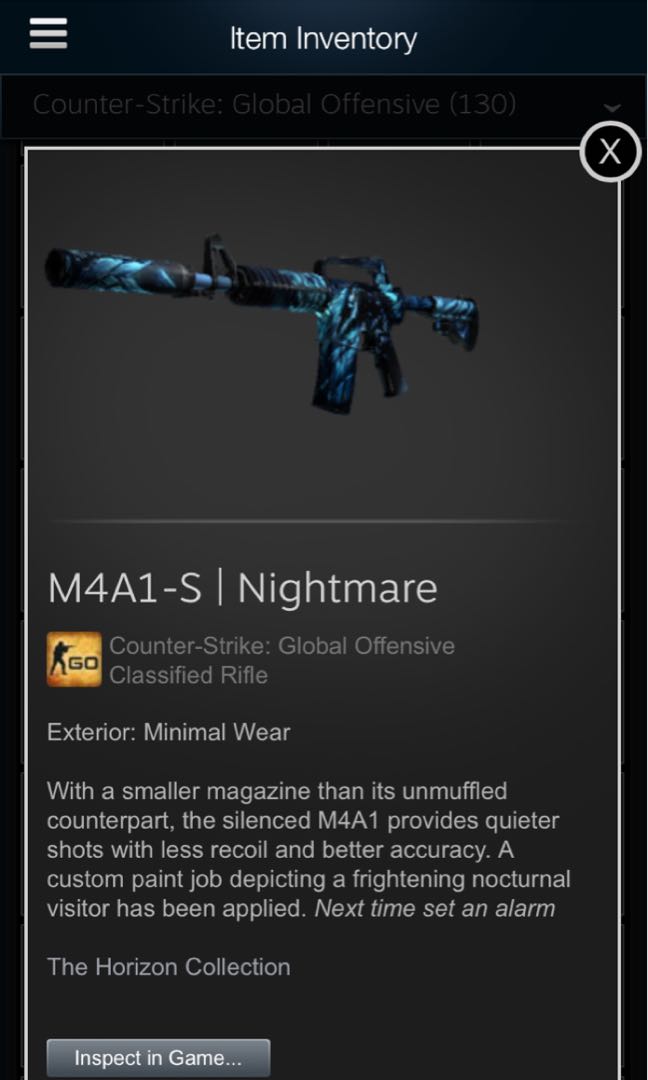 CSGO M4A1-S NIGHTMARE MW, Video Gaming, Gaming Accessories, Game Gift ...