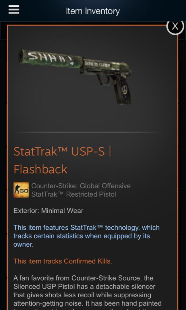 Csgo USP-S FLASHBACK STATTRAK MW, Video Gaming, Gaming Accessories ...