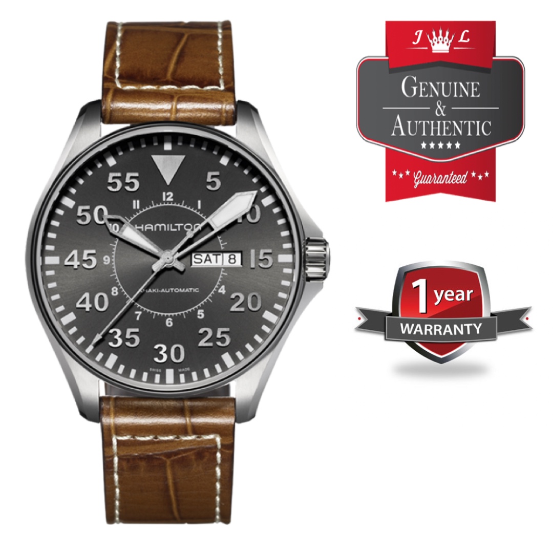 Hamilton Khaki Aviation Pilot Day Date Auto H64715535, Men's Fashion ...