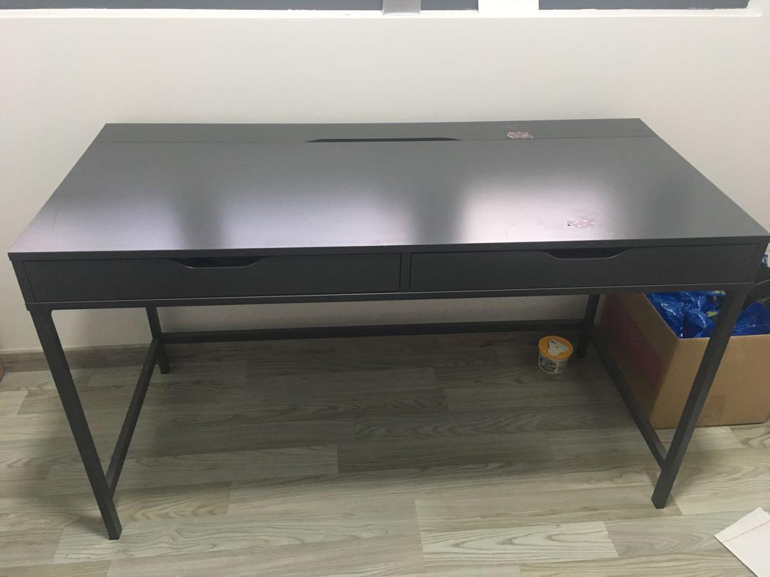 IKEA Alex Desk Grey, Furniture, Tables & Chairs on Carousell