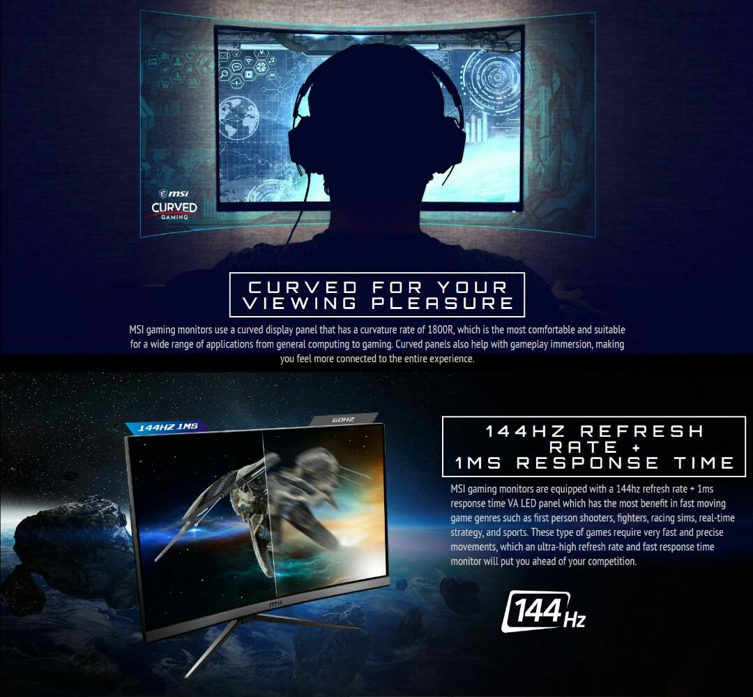 MSI OPTIX MAG271C 27"1MS 144HZ CURVED MONITOR, Computers & Tech, Parts ...