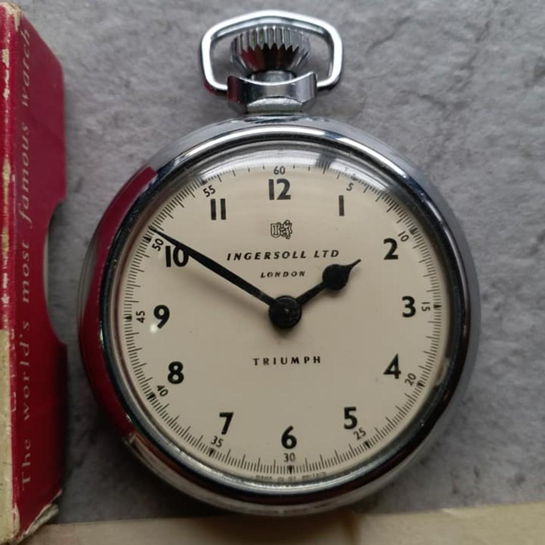 TRIUMPH Pocket Watch 1950s England with paper RARE seiko casio rolex ...