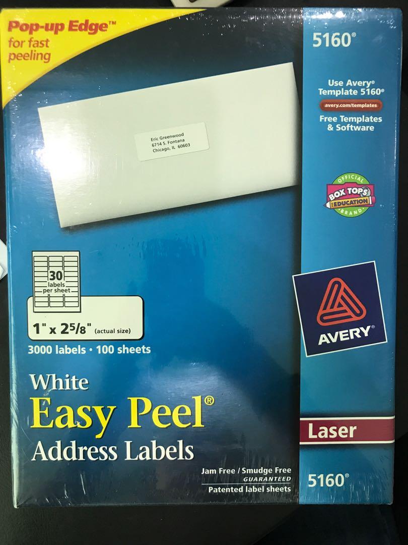 Avery Easy Peel White Address Labels 5160 Hobbies Toys Stationery Craft Craft Supplies 