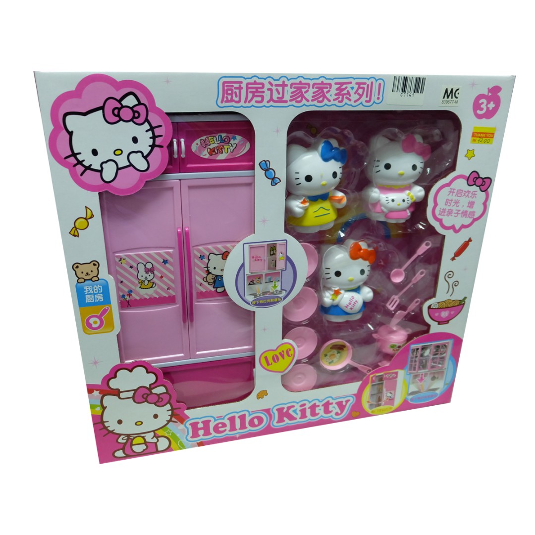 Hello Kitty 777-1 Cooking Series Kitchen Cabinet with Hello KItty Toys ...