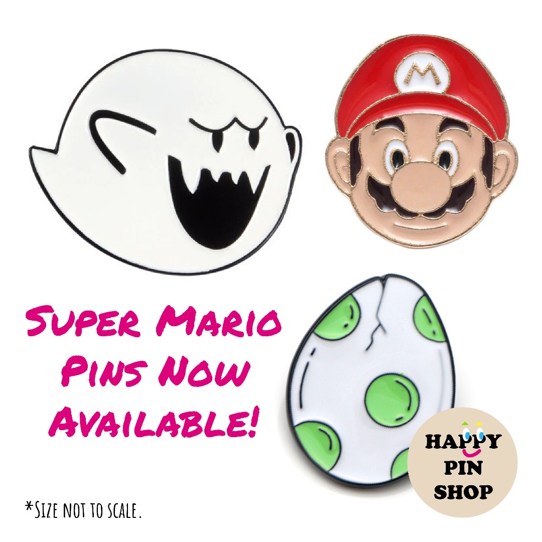 [AVAIL @ Cine] Super Mario enamel pins - Boo Ghost, Yoshi Egg, Super ...