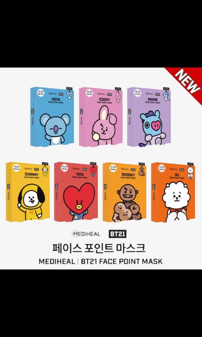 BT21 Face Point Mask (INSTOCKS), Health & Nutrition, Face Masks & Face ...