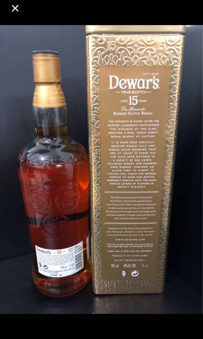 Dewar’s 15yrs Scotch Whisky (1L), 嘢食 & 嘢飲, 酒精飲料 - Carousell