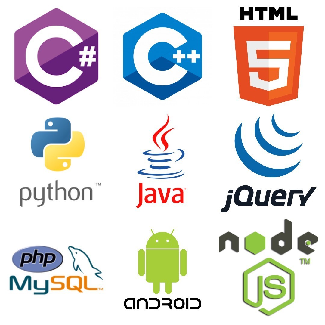Java Python Nodejs React Php Database C Html Css Javascript Jquery Mysql Oracle Programming 