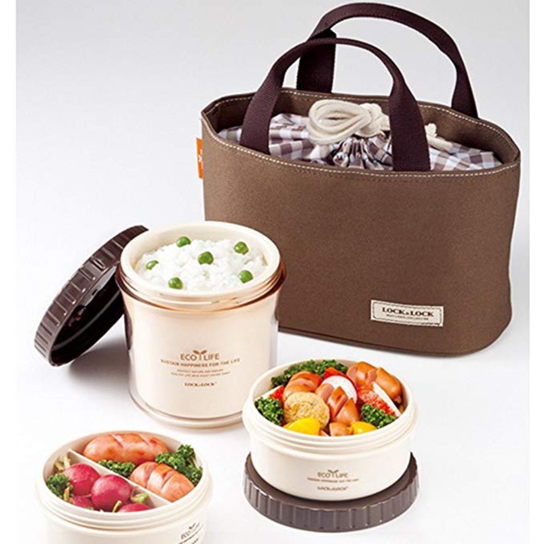 Lock & Lock Container / Multi Round Bento Lunch Box Set with 3 ...