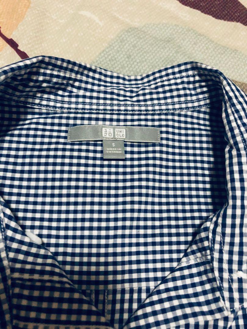 Uniqlo Blue Checkered Polo, Women's Fashion, Tops, Blouses on Carousell