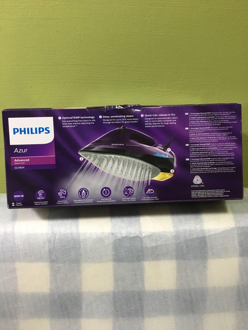 Philips Azur Advanced Steam Iron GC4934 Purple, TV & Home Appliances ...