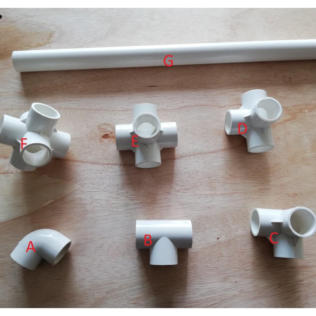 PVC joints & pipe (for racks and others), Furniture & Home Living, Home ...
