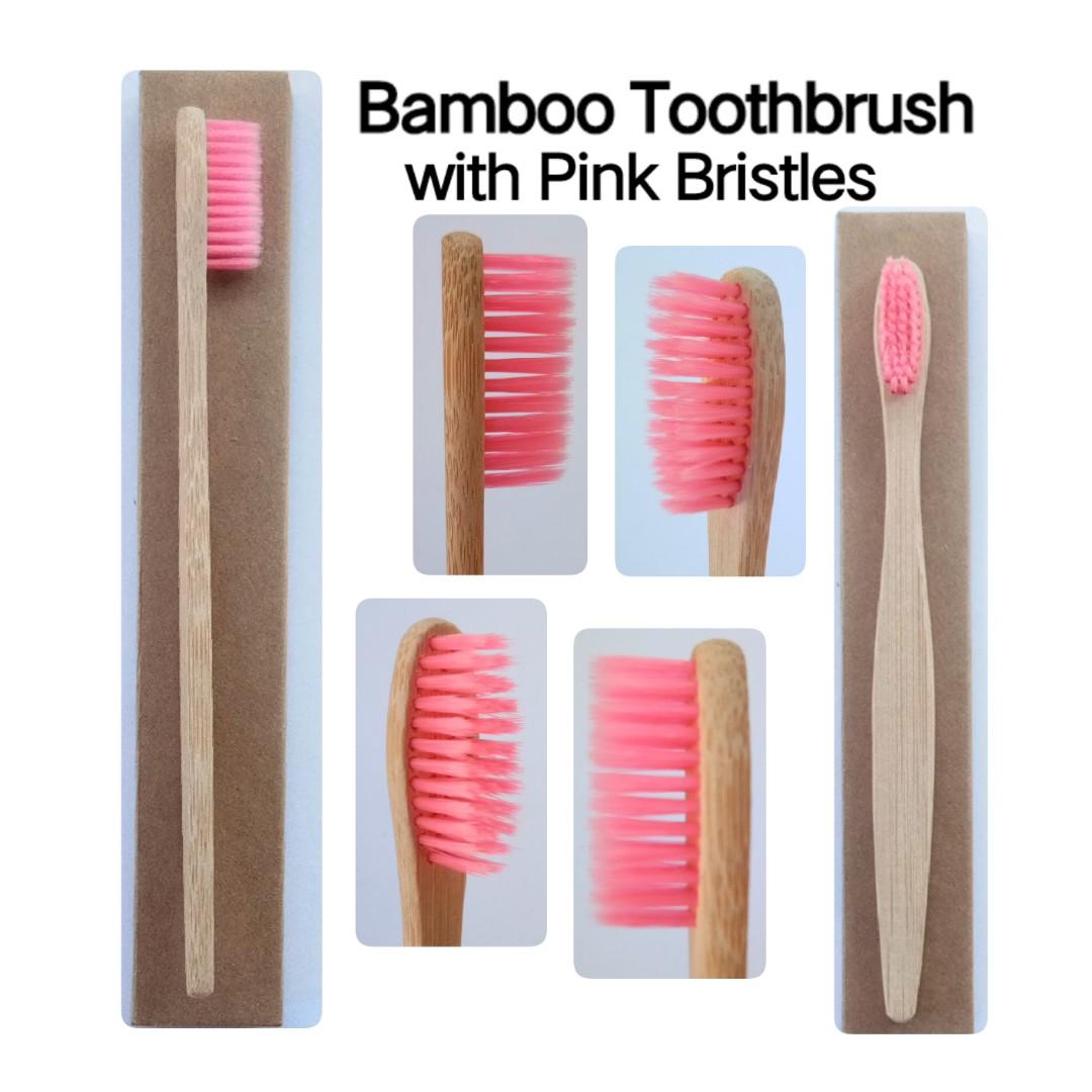 Bamboo Toothbrush (Pink) w/ Box or Cap, Beauty & Personal Care, Oral ...